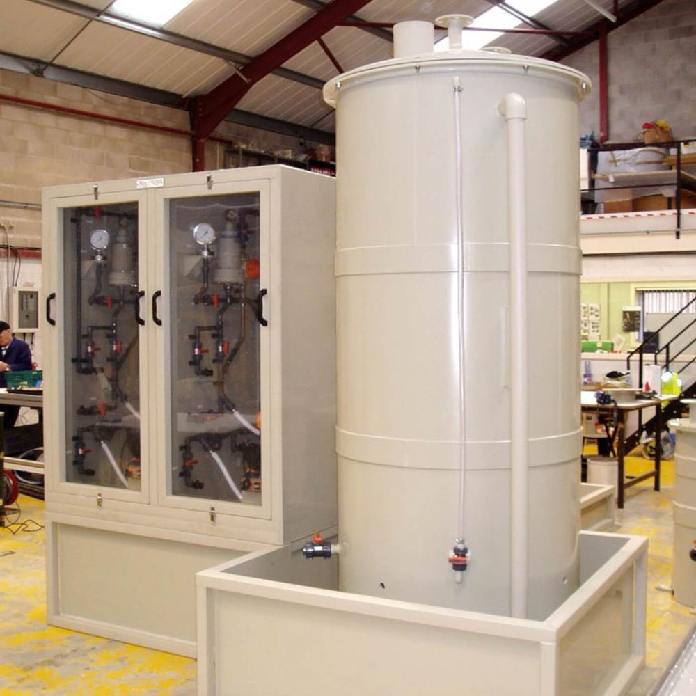 Dosing skids with cabinets and doors